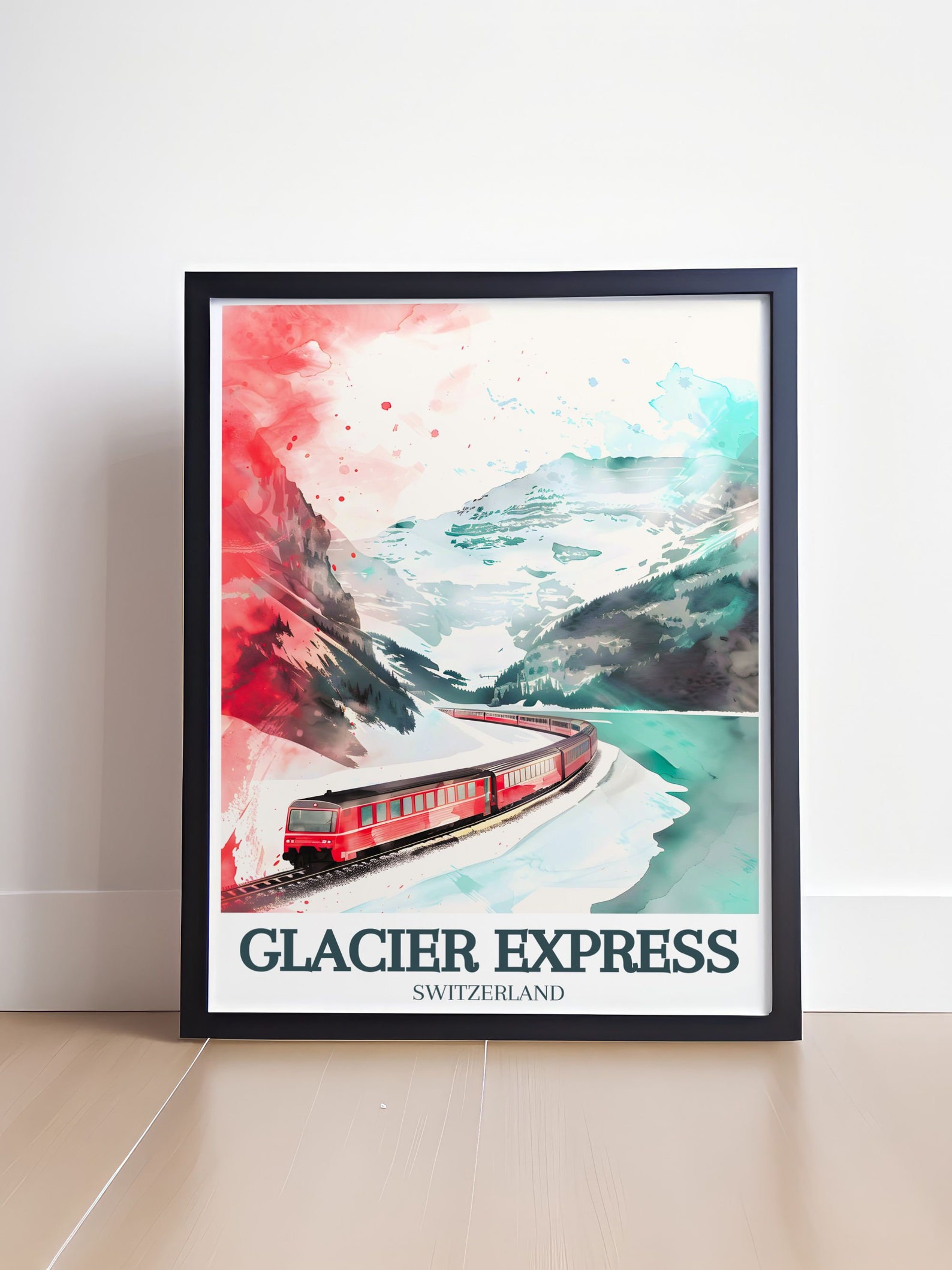 Glacier Express Train Travel Poster - Oberalp Pass Art - Glacier ...
