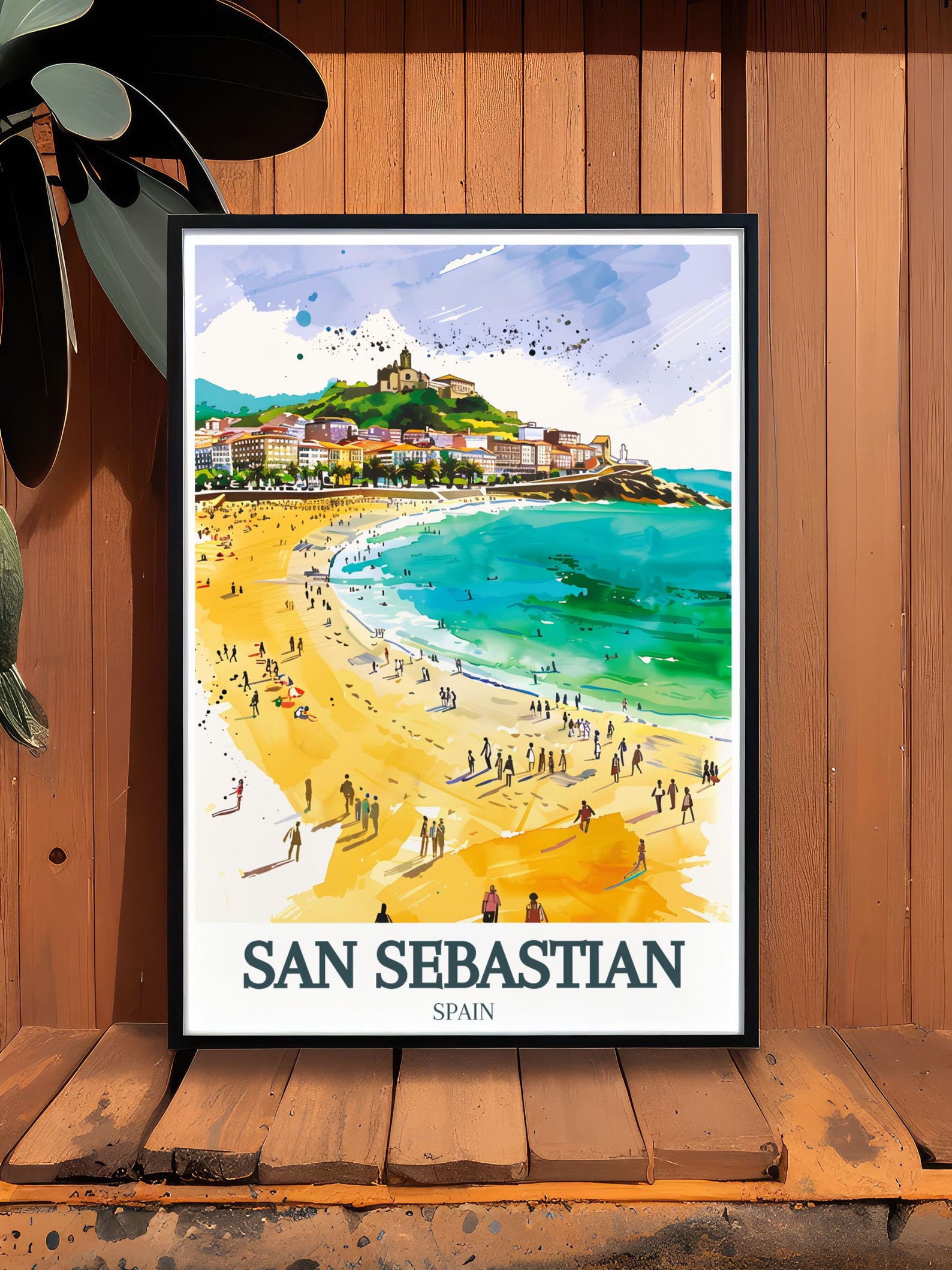 San Sebastian Poster - Framed La Concha Beach Print - Monte Igueldo ...