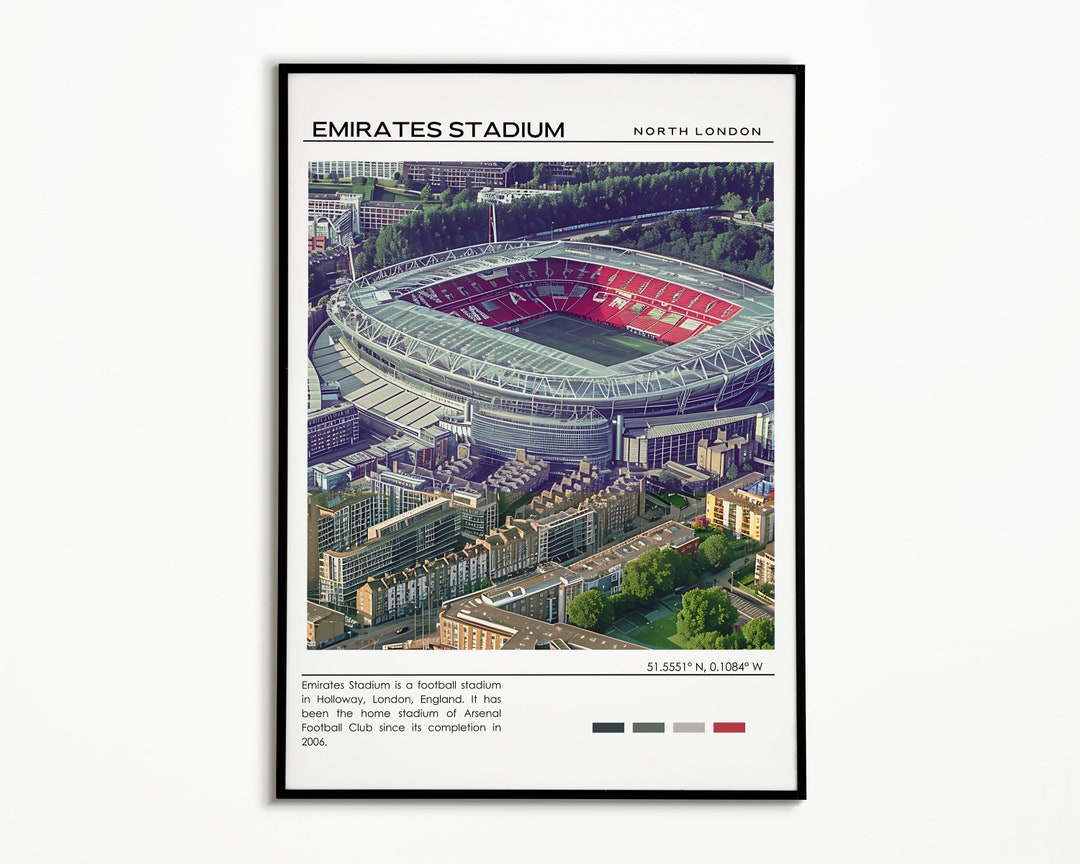 Emirates Stadium Art Print Arsenal Room Decor Soccer Poster Odegaard ...