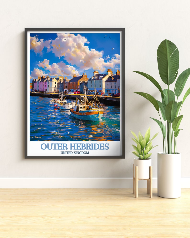 Outer Hebrides Wall Art Stornoway Harbour Travel Poster Scotland Art ...