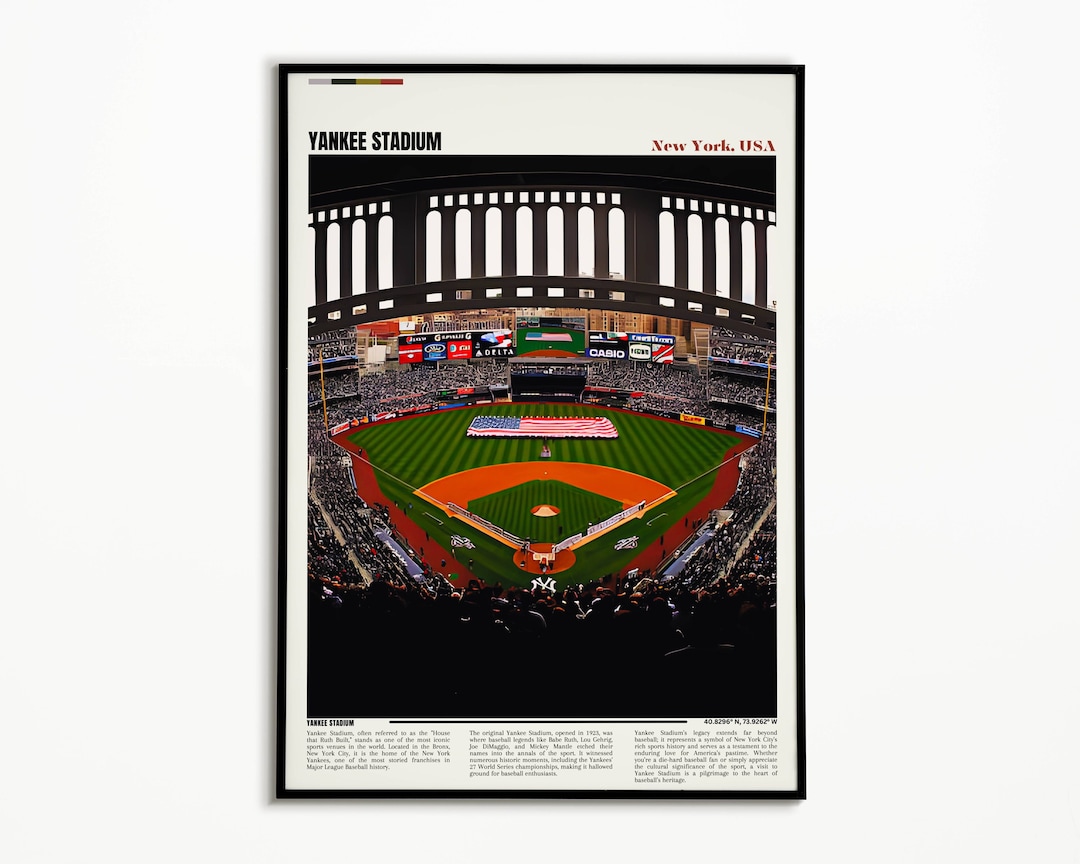 Yankee Stadium Print New York Yankees Poster MLB Stadium Poster Travel ...