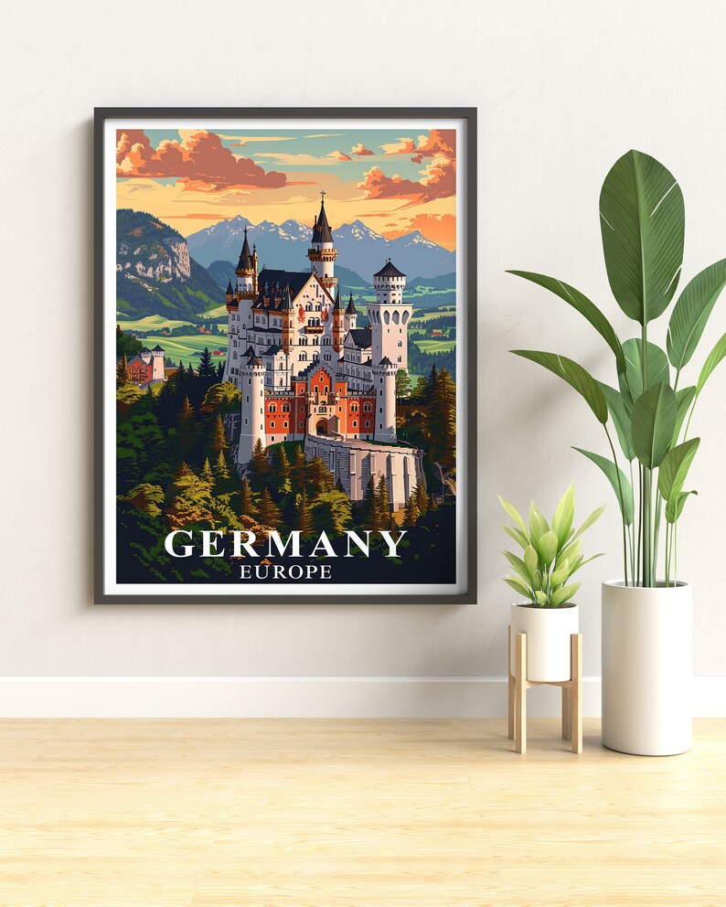 Germany Prints Neuschwanstein Castle Art and Europe Travel Poster ...