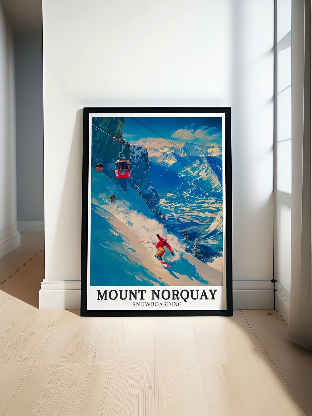 Mount Norquay Snowboarding Posters - Canadian Rockies Adventure Art - Banff National Park Prints ...