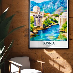 Bosnia Travel Poster - Mostar Stari Most Bridge Poster Print - Mostar ...