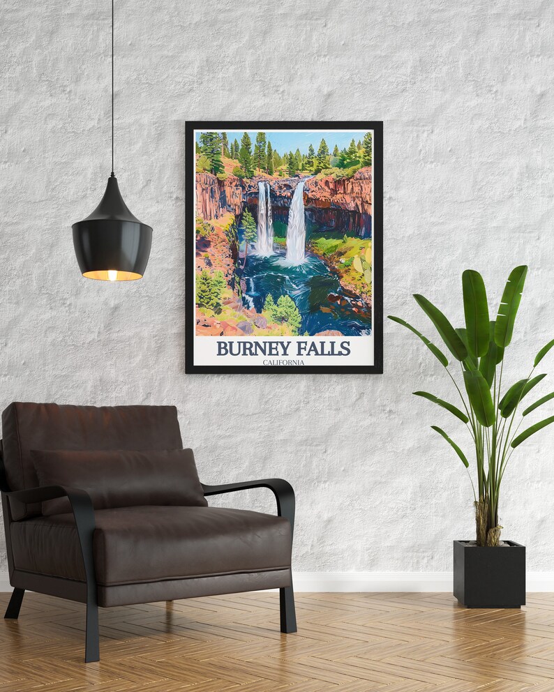 Burney Falls Travel Poster Burney Falls and Pacific Crest Trail With ...