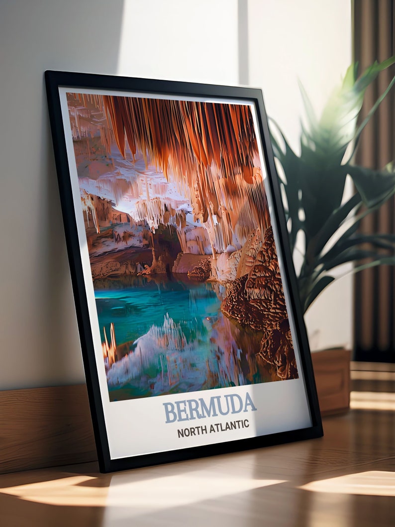 Bermuda Travel Poster Crystal and Fantasy Caves Custom Print Caribbean ...