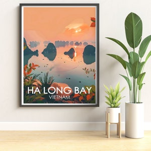 Ha Long Bay Travel Posters - Dragon Tails Island Art Collection ...