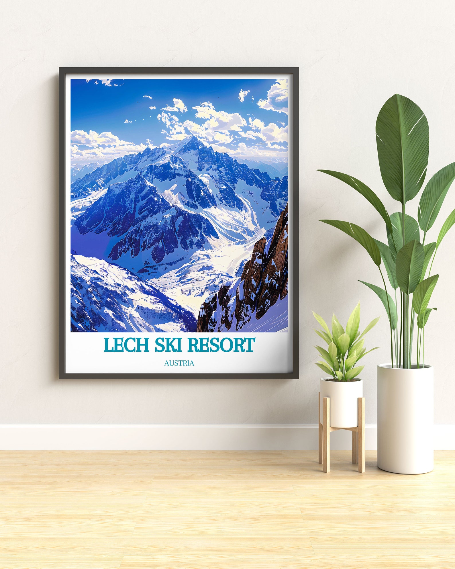 Explore the Lech Ski Resort Poster Collection - Retro Valluga Mountain ...