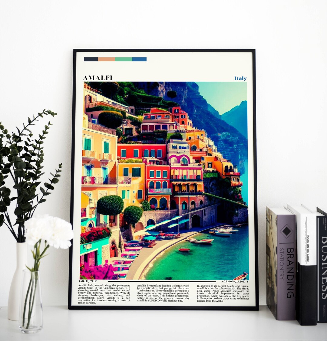 Amalfi Coast Travel Poster Amalfi Travel Print Wall Art Amalfi Housewarming Gift Wall Art Print ...
