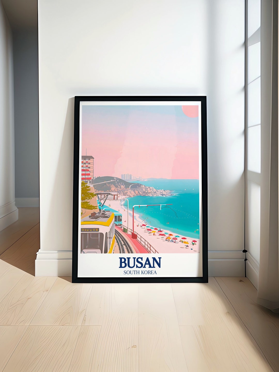 Busan Travel Poster - Haeundae Beach Train Posters - Haeundae Beach ...
