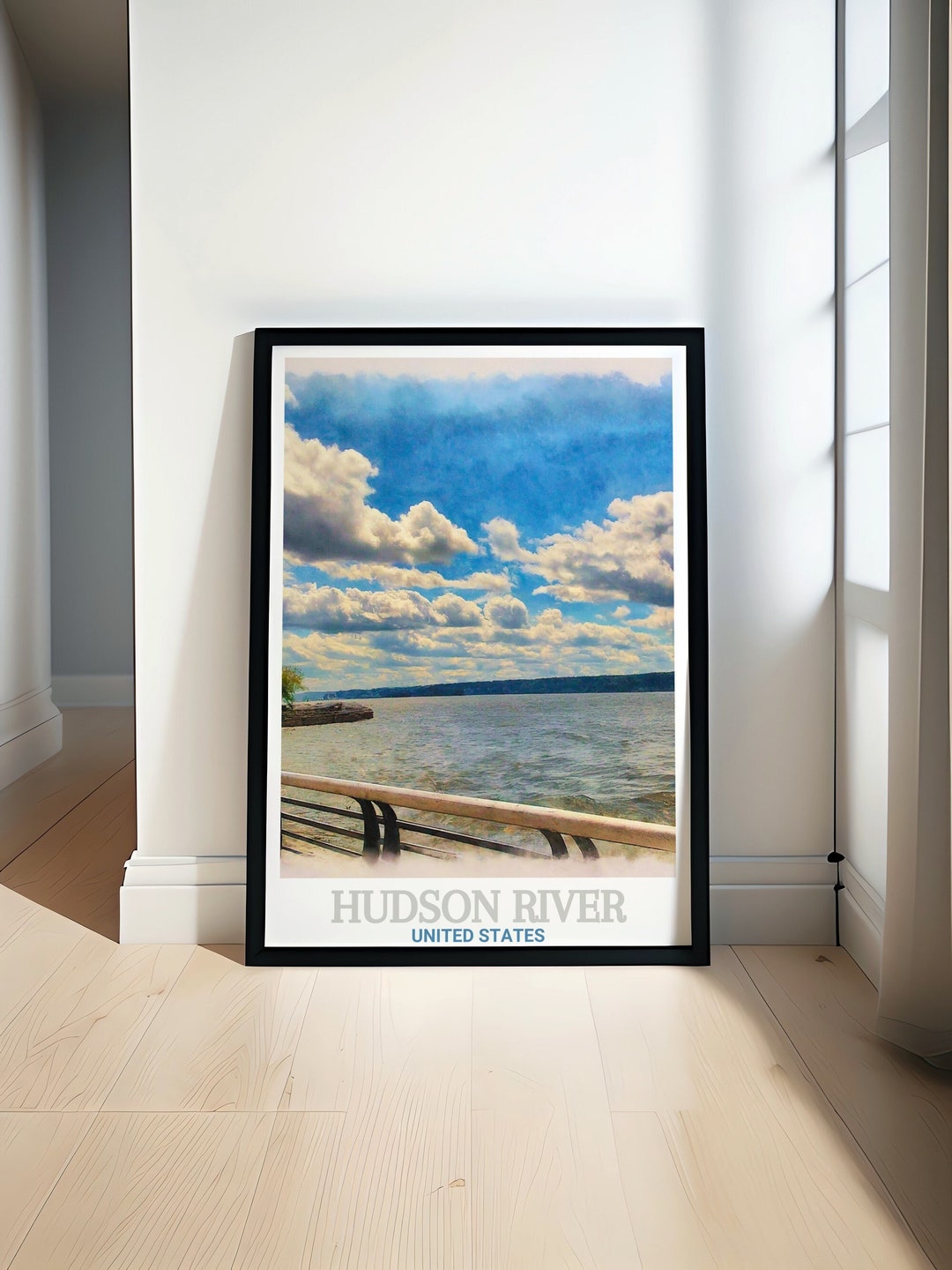 Hudson River Travel Poster - Hudson River Waterfront Walkway Posters ...