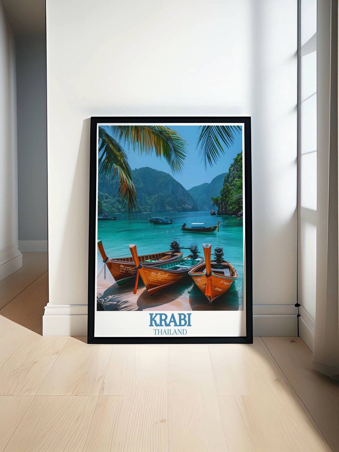 Krabi Posters Phi Phi Islands Art Travel Posters of Ko Pha Ngan Vintage ...