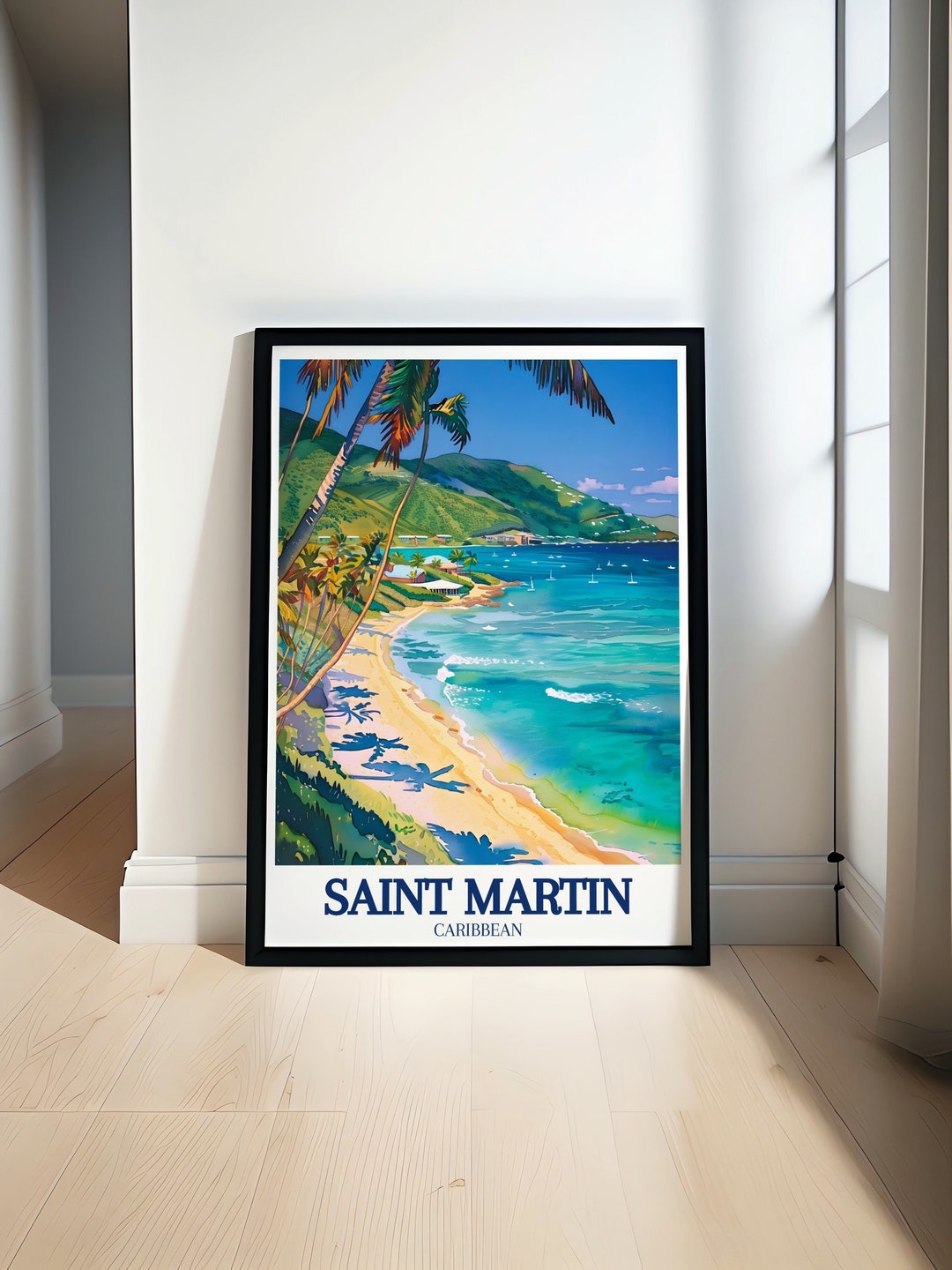 Saint Martin Travel Art - Cul De Sac Bay Travel Posters - Anse Marcel ...