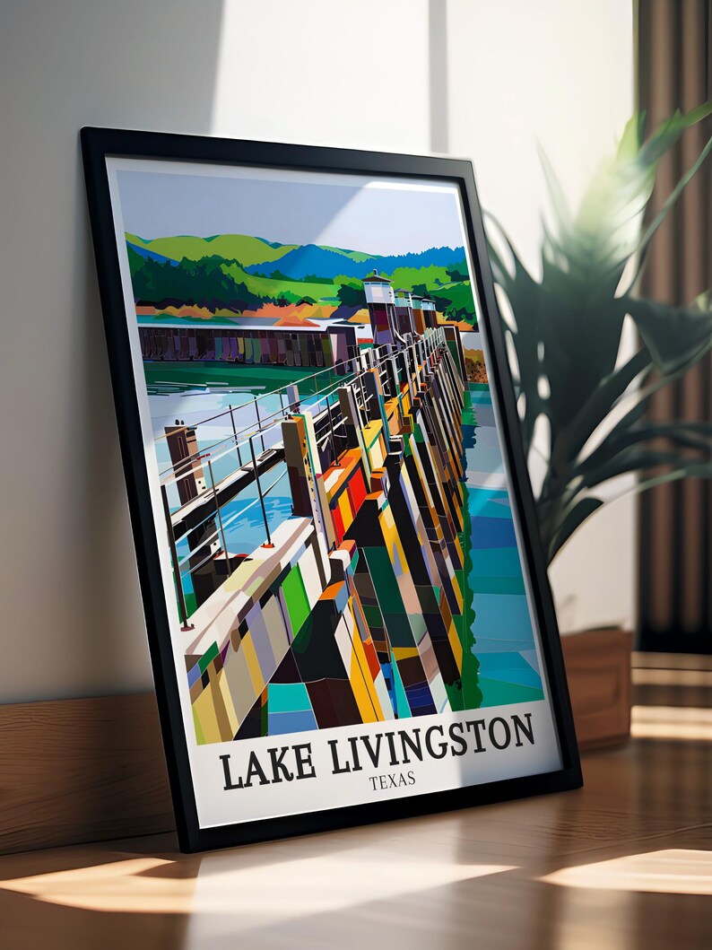 Lake Livingston Travel Poster - Livingston Dam Print - Livingston State ...