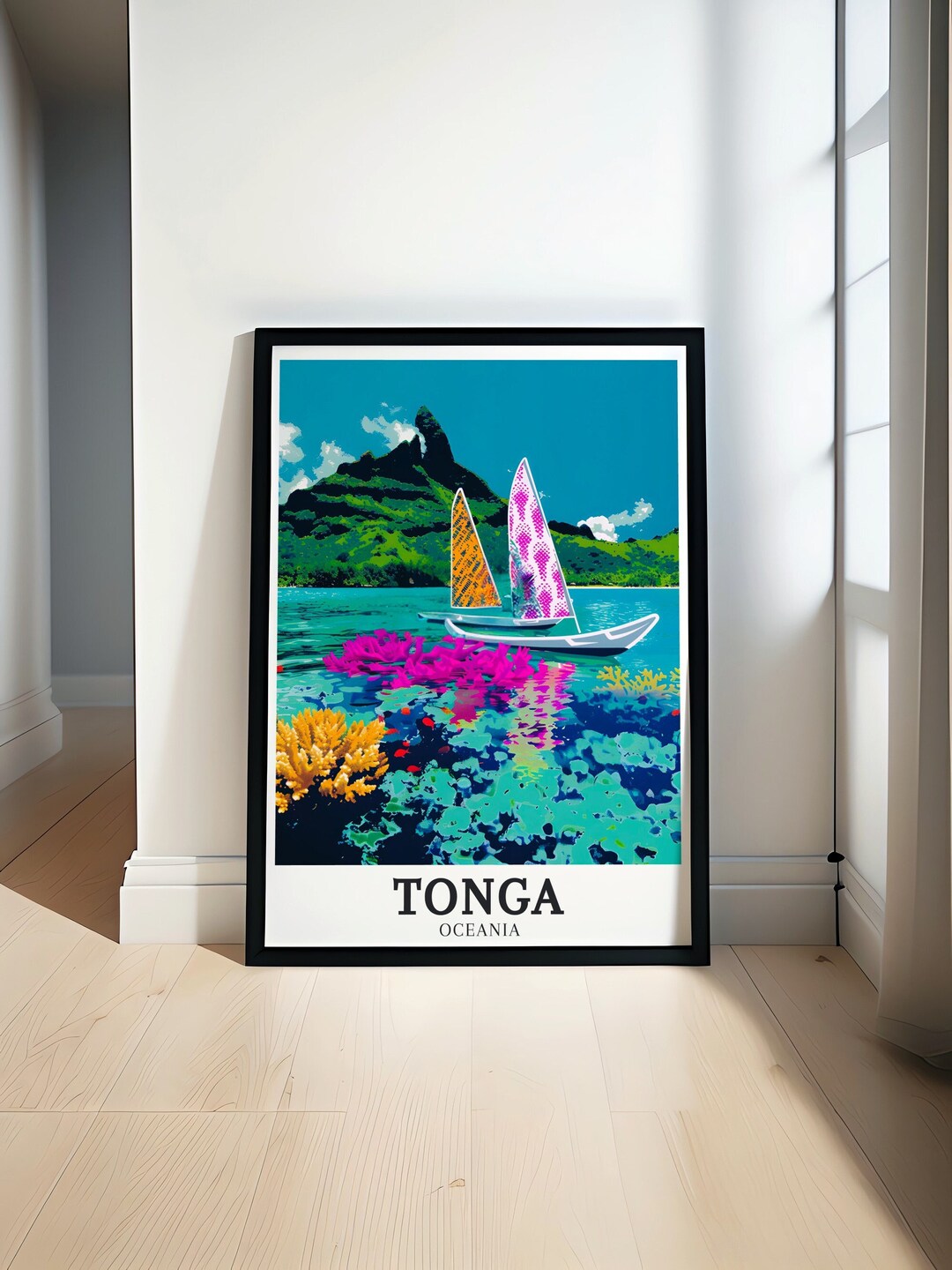 Tonga Poster - Framed Tongan Va'a Canoes Print - Tonga Coral Reefs Poster - Tonga Canvas Print ...