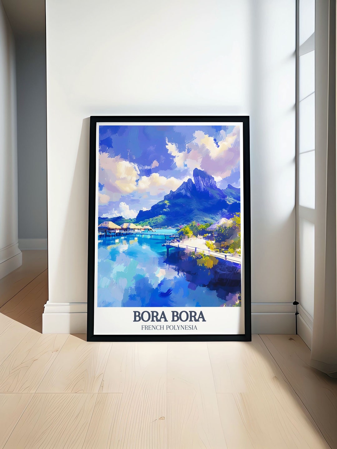 Bora Bora Art Collection - Mount Otemanu and Matira Beach Travel Print ...
