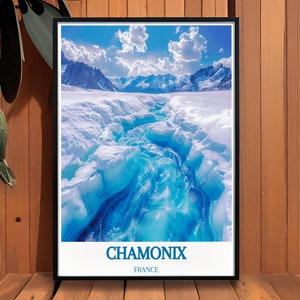Chamonix Ski Wall Art Italy Travel Print Collection Mer De Glace Art ...