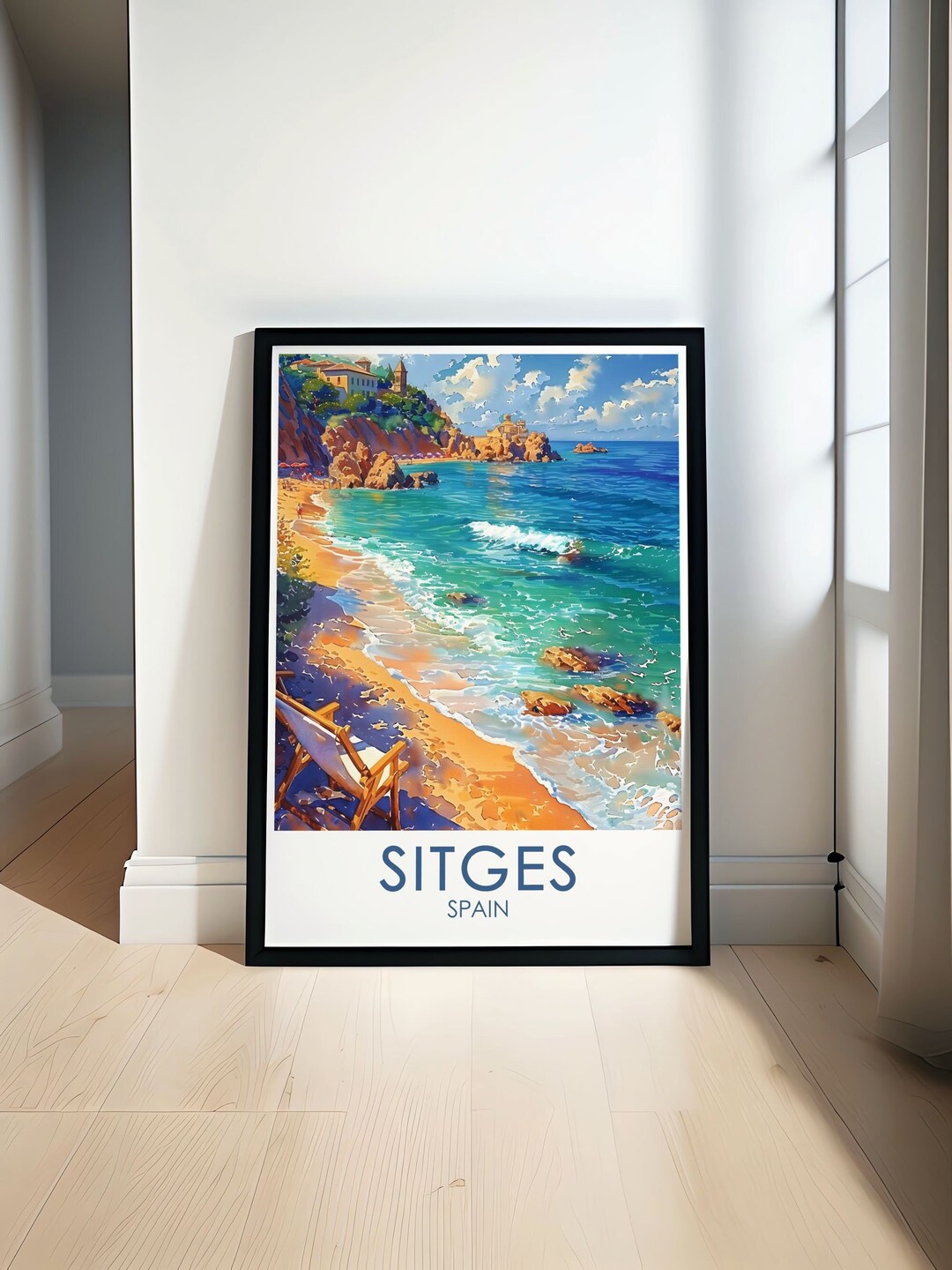 Sitges Beaches Art Spanish Coastal Print Sitges Wall Decor Sitges ...