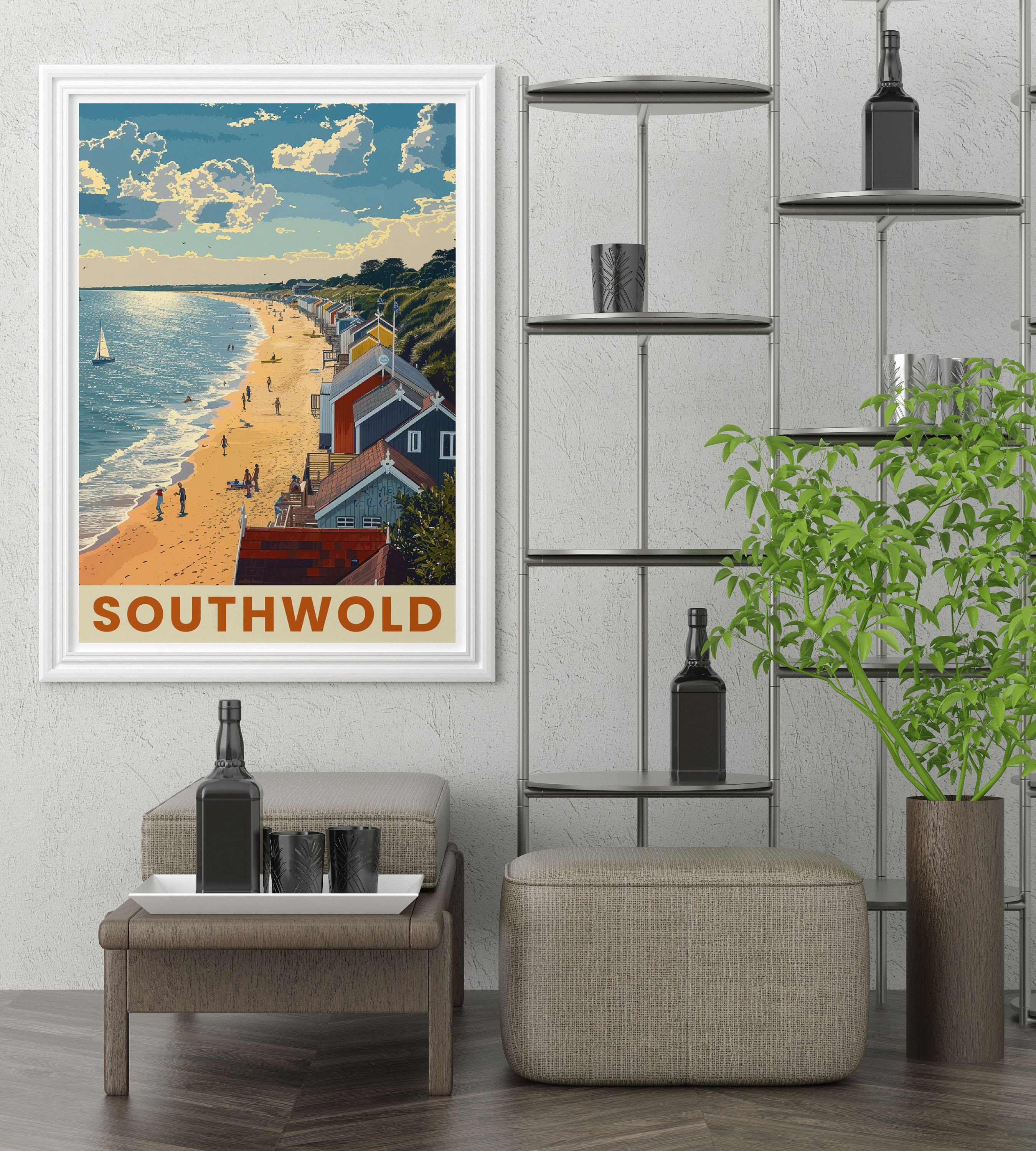 Southwold Poster and Beach Huts Art Southwold Pier and Vintage Travel ...
