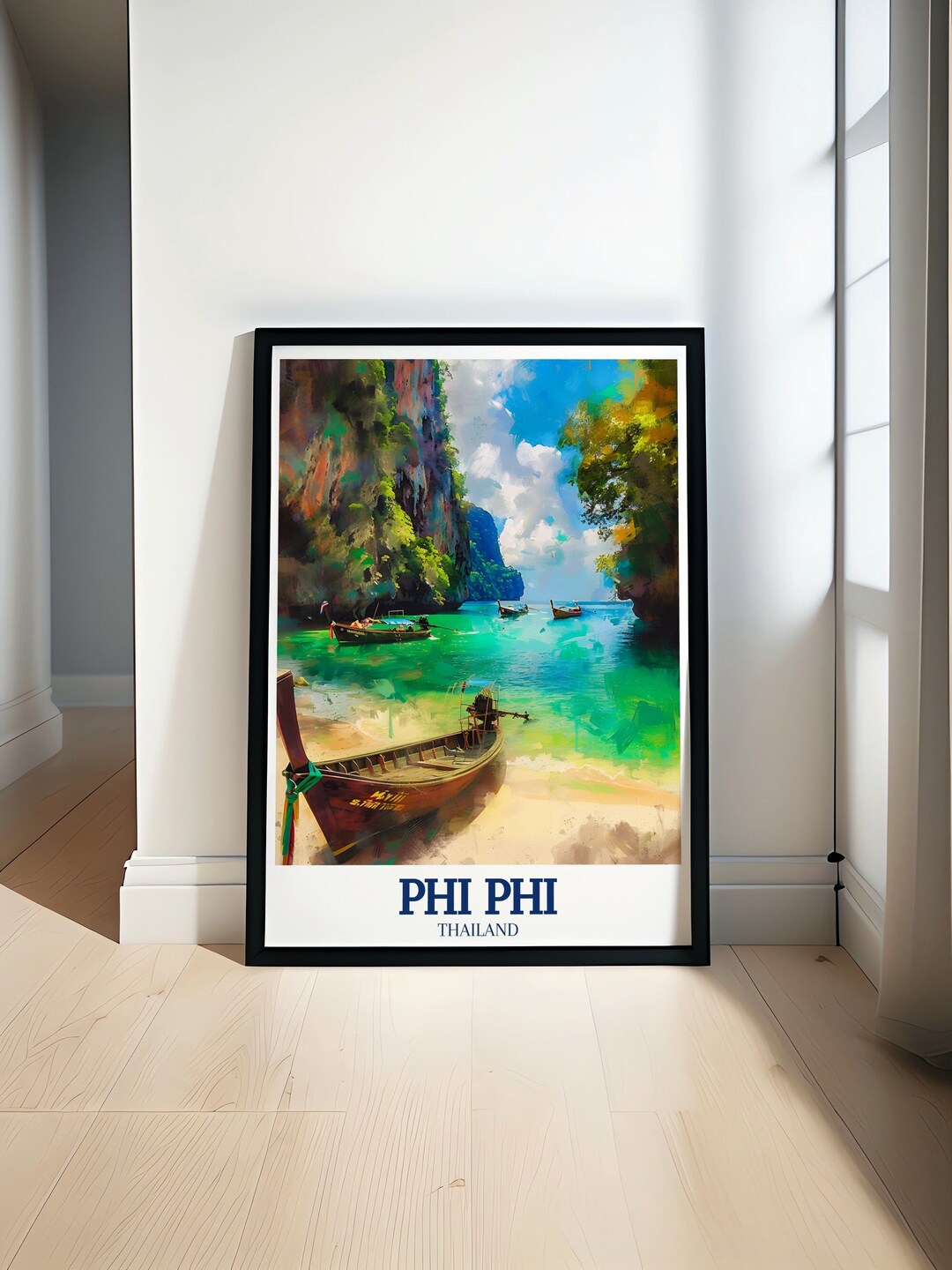 Phi Phi Travel Print Maya Bay Scenic Poster Phi Phi Ley Wall Art ...