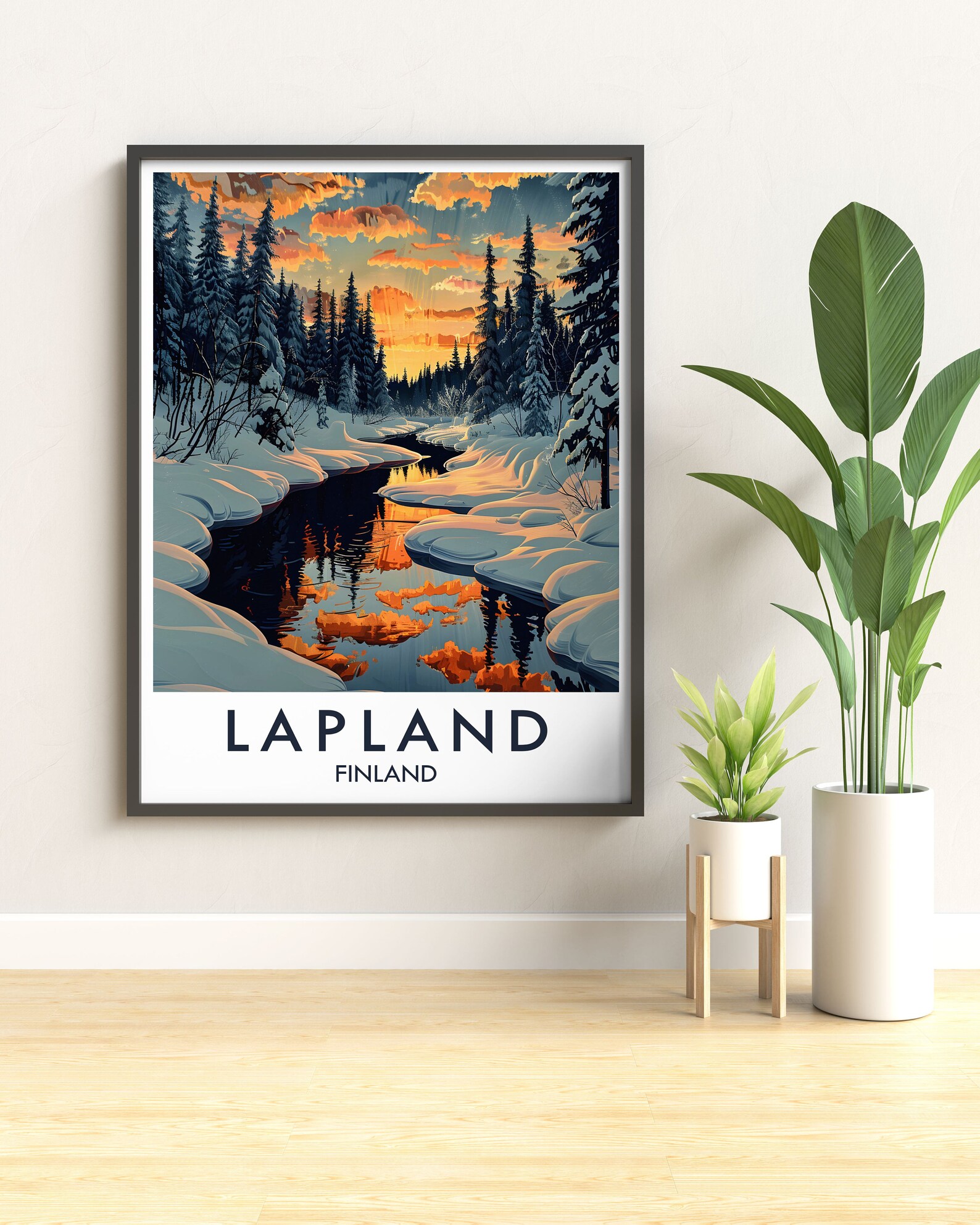 Lapland Poster Ruka Finland Travel Print Arctic Wilderness Decor Ruka ...