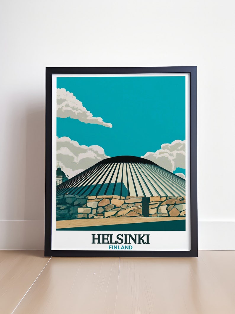 Helsinki Travel Poster - Temppeliaukio Church Art Prints - Rock Church ...