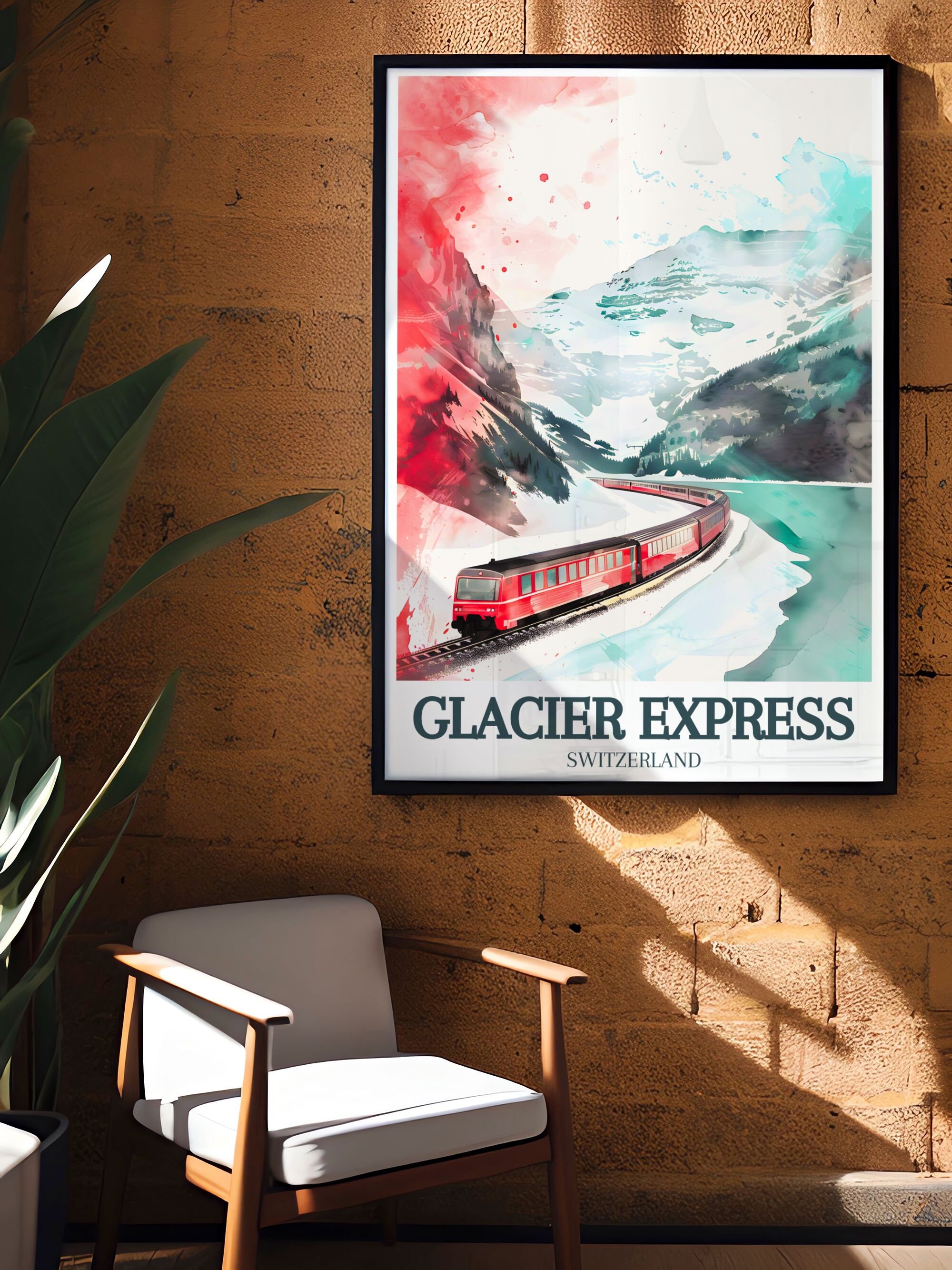 Glacier Express Train Travel Poster Oberalp Pass Art Glacier Express ...