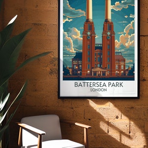 Battersea Park London Travel Poster - Battersea Power Station Art ...