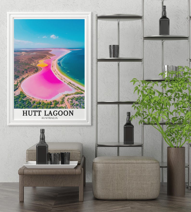 Hutt Lagoon Poster- Pink Lake Art -kalbarri Art- Hutt Lagoon Decor ...