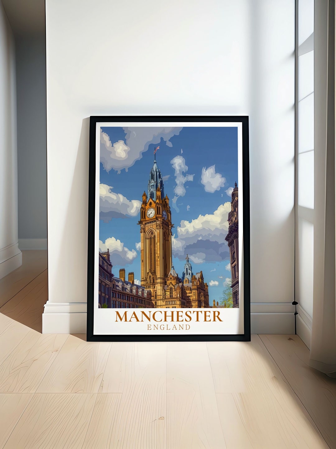 Manchester Wall Art - Manchester Town Hall Iconic Poster - Beautiful ...