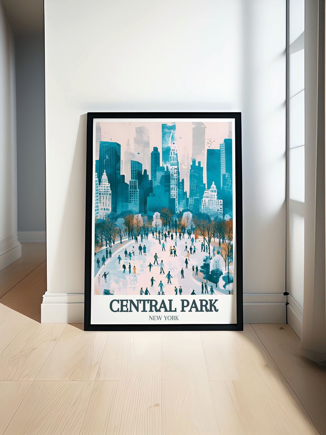 Central Park Poster - Framed Wollman Rink Print - Manhattan Skyline ...