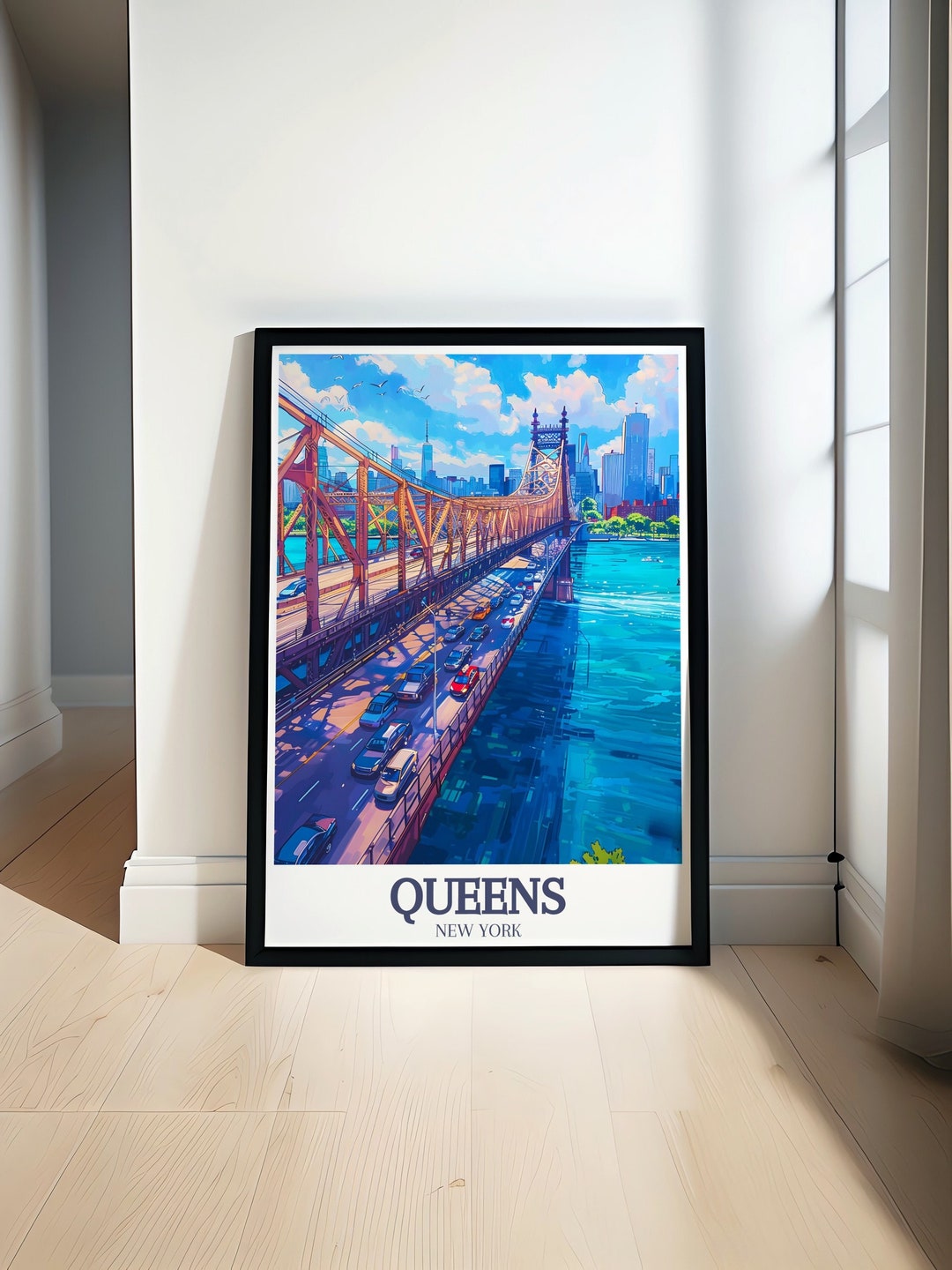 Queens Poster - Framed Queensboro Bridge Poster - East River Wall Art ...