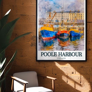 Poole Harbour Travel Poster - Borough of Poole Holes Bay Prints - Poole ...
