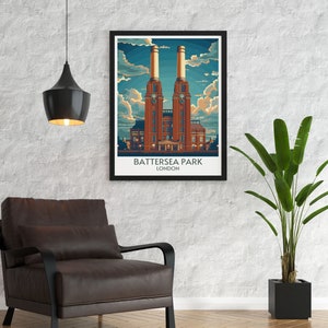 Battersea Park London Travel Poster - Battersea Power Station Art ...