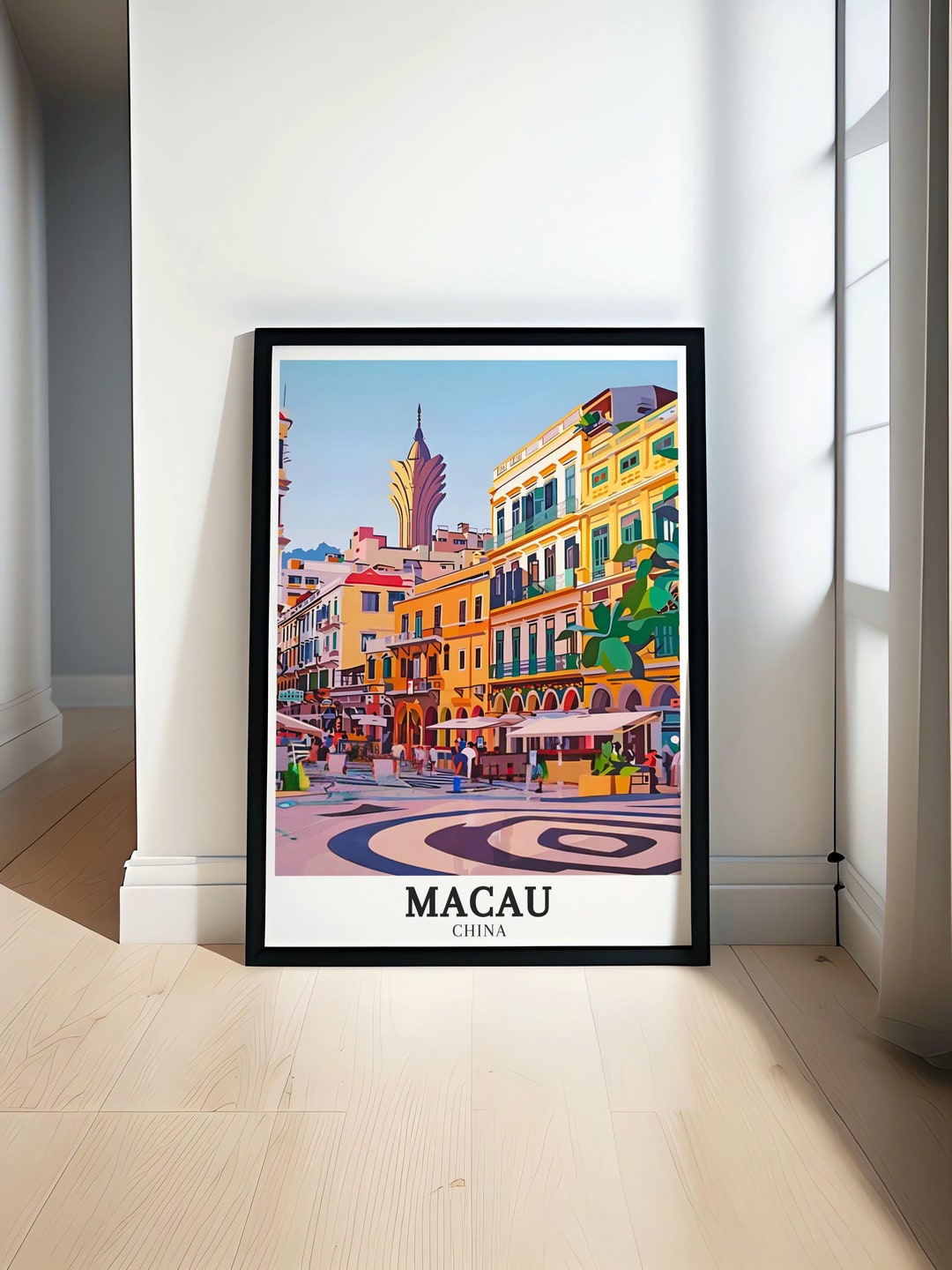 Macau Poster - Senado Square Art - Se Travel Print - Macau Art - Macau ...