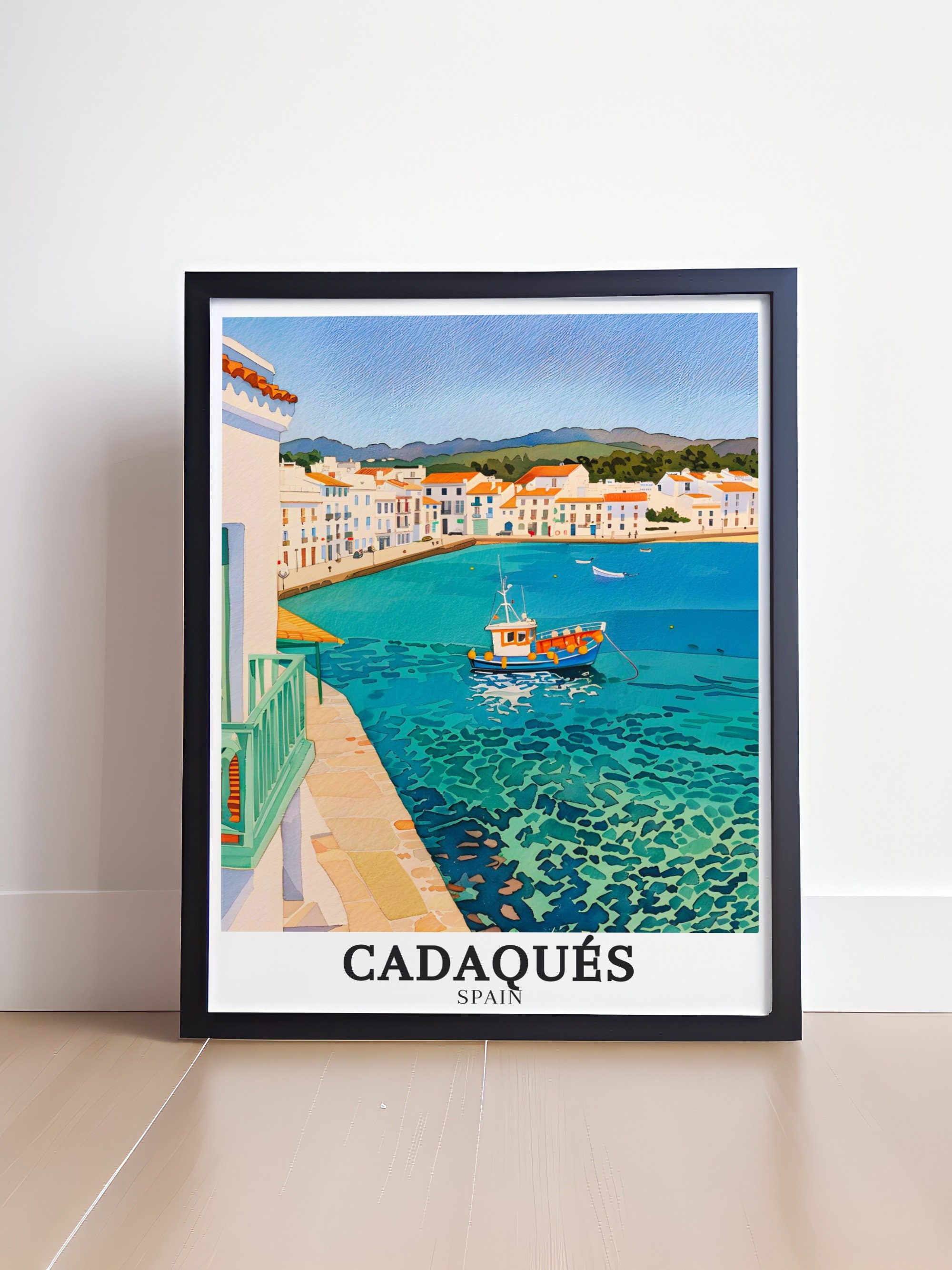 Cadaqués Travel Art - Cadaqués Harbour Pyrenees Posters - Spain Wall ...