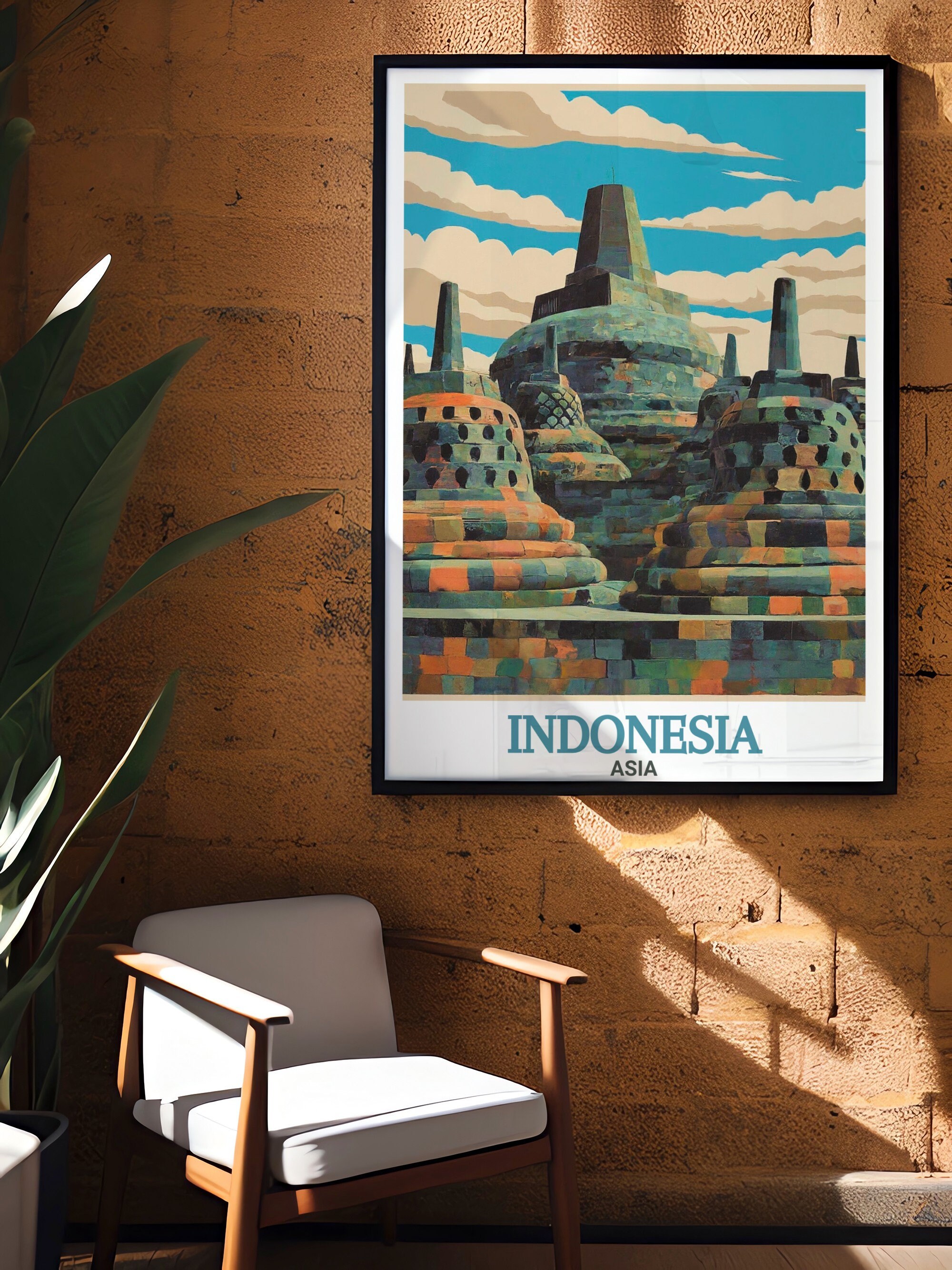 Indonesia Travel Posters Borobudur Temple Posters Indonesia Wall Art ...