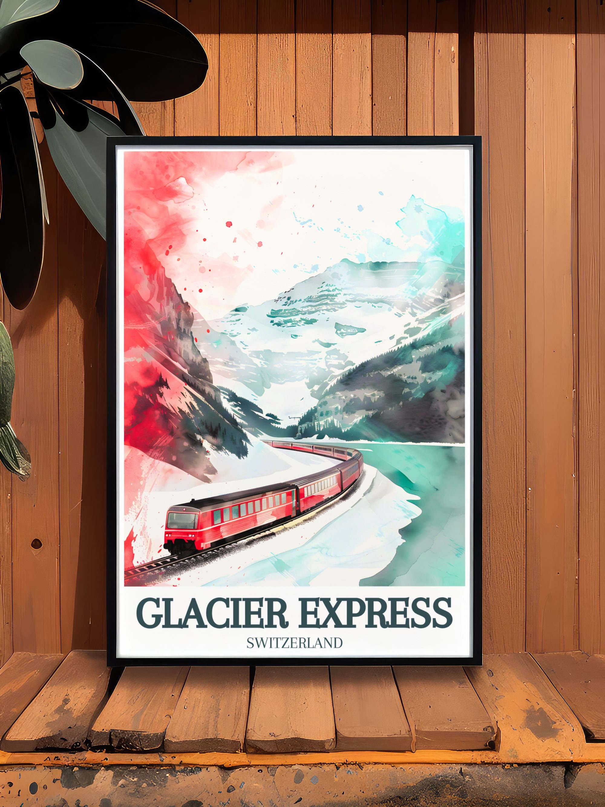 Glacier Express Train Travel Poster Oberalp Pass Art Glacier Express ...