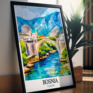 Bosnia Travel Poster - Mostar Stari Most Bridge Poster Print - Mostar ...