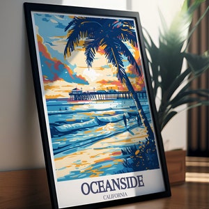 Oceanside Travel Poster - Oceanside Beach and Pier Prints - Oceanside ...