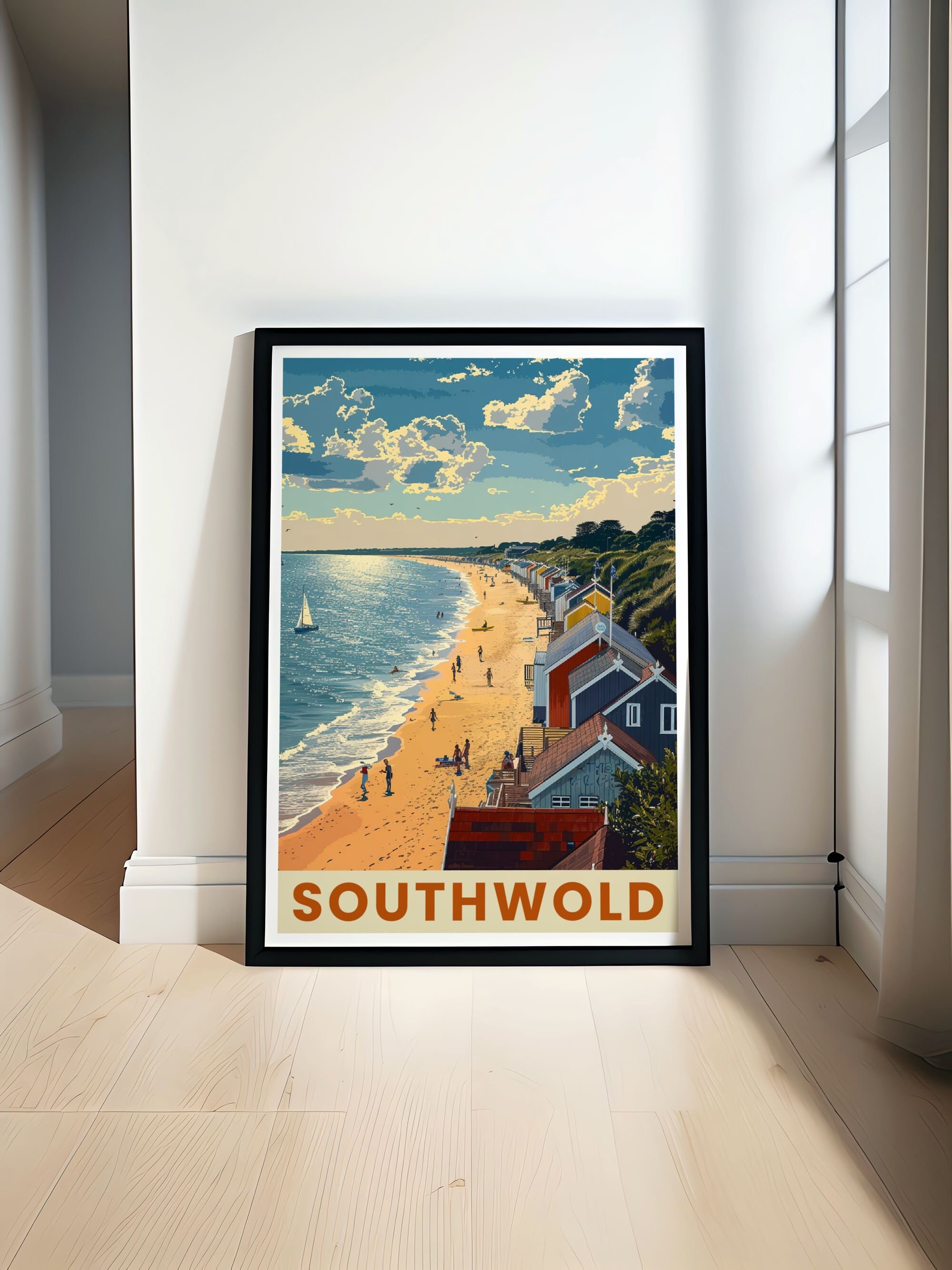 Southwold Poster and Beach Huts Art Southwold Pier and Vintage Travel ...