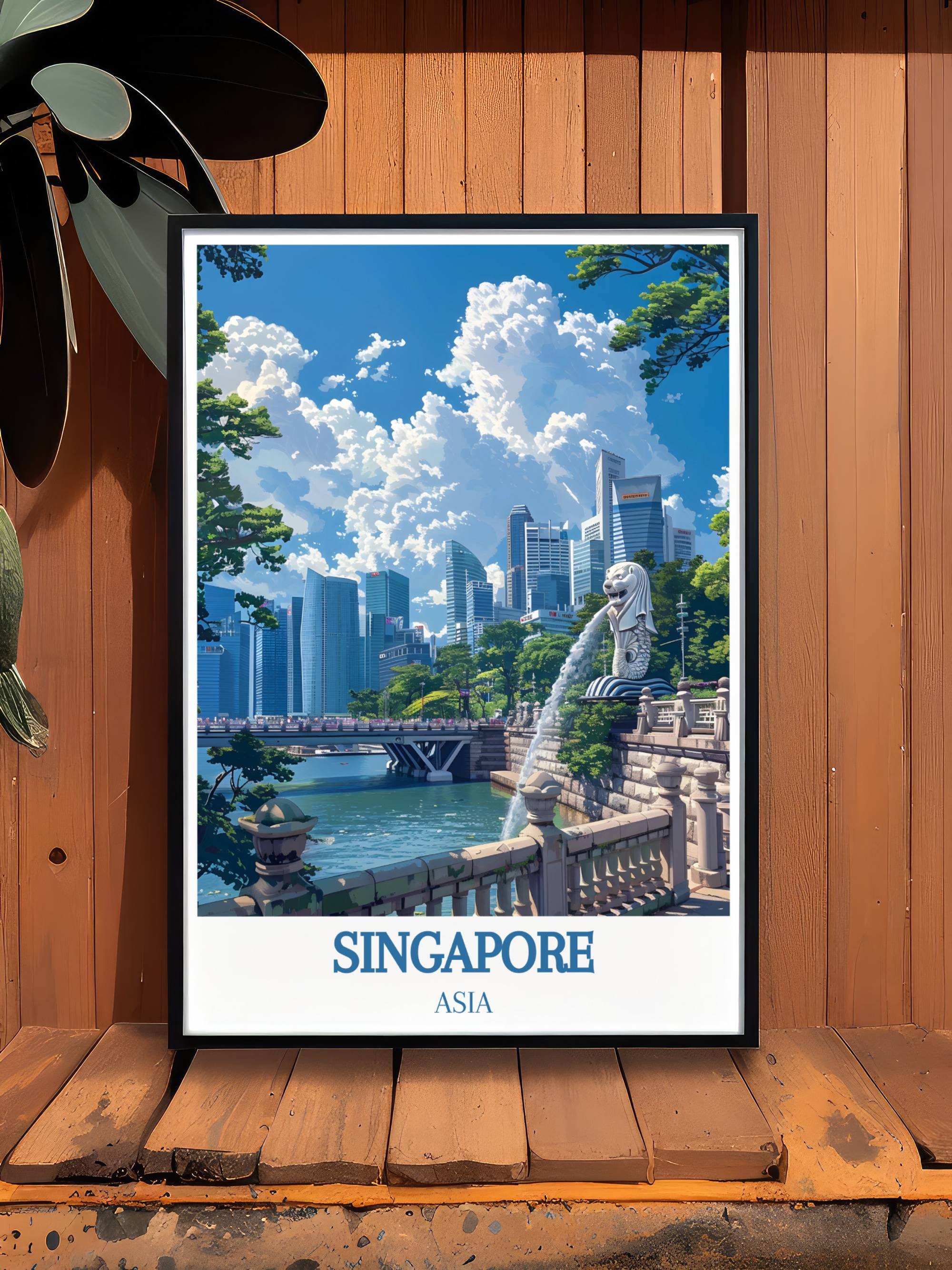 Singapore Poster-singapore Art-merlion Park Print-singapore Wall Art ...