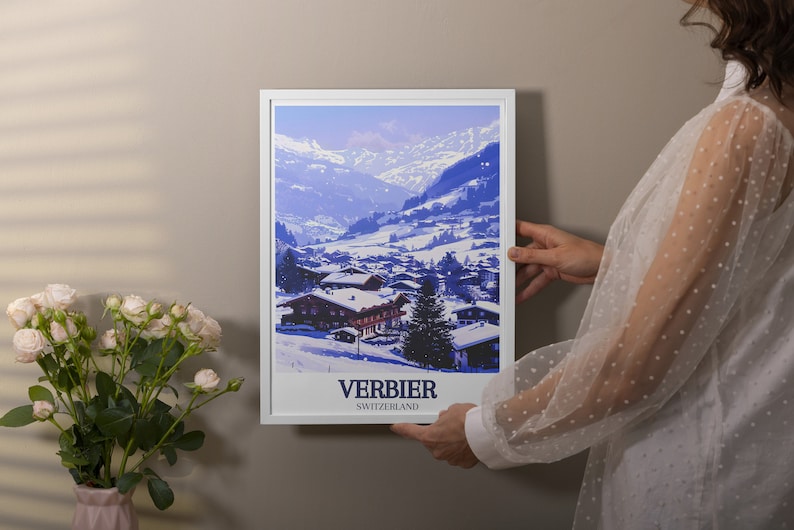 Verbier Travel Posters Alpine Ski Resort Art Verbier Mountains Arts ...
