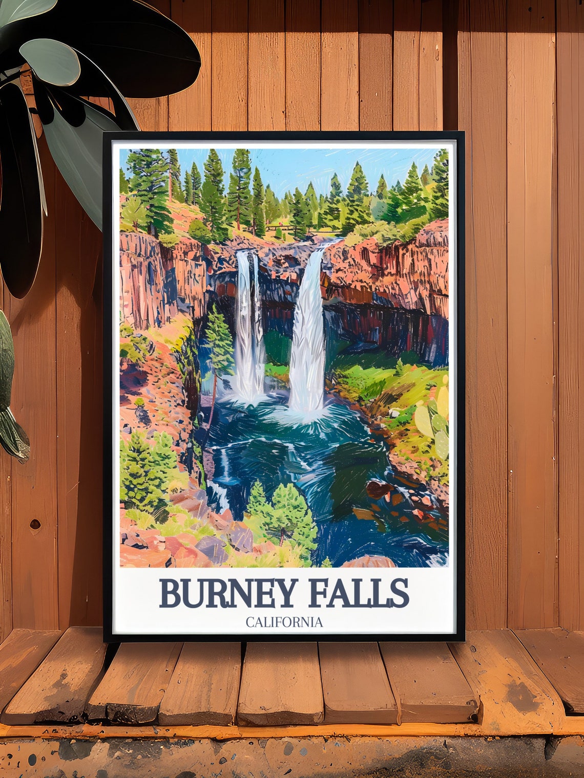 Burney Falls Travel Poster Burney Falls and Pacific Crest Trail With ...
