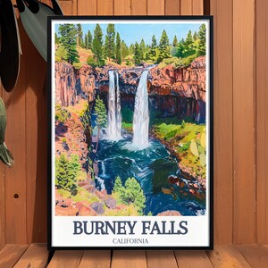 Burney Falls Travel Poster - Burney Falls and Pacific Crest Trail With ...