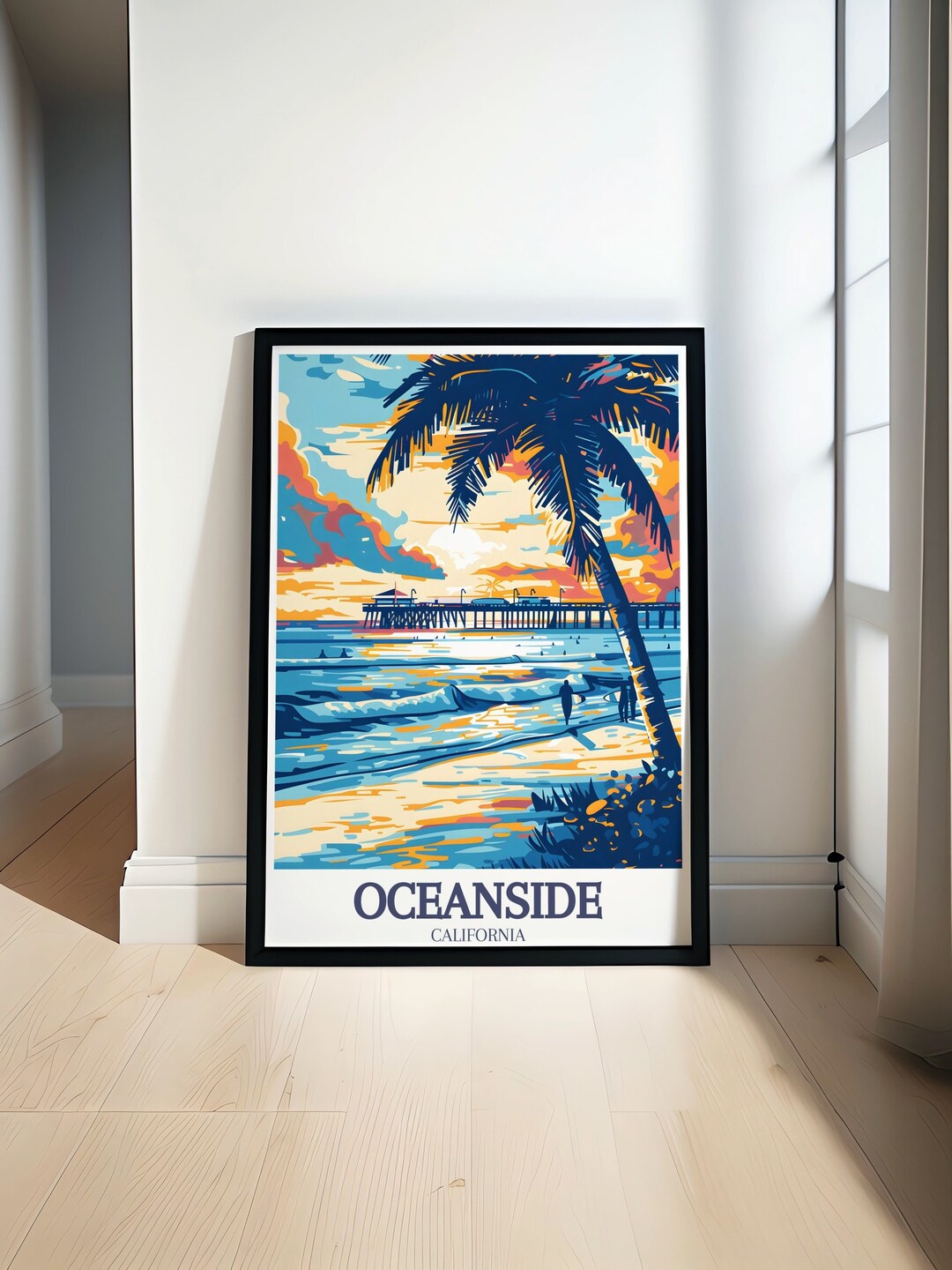 Oceanside Travel Poster - Oceanside Beach and Pier Prints - Oceanside ...