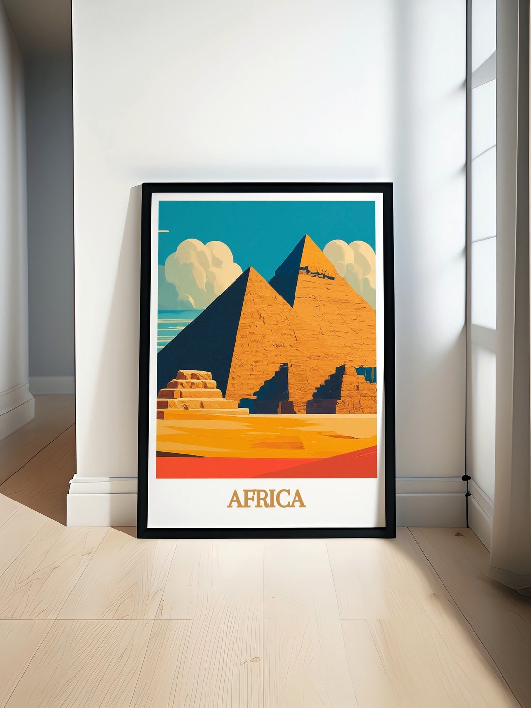 Africa Artwork - Pyramids of Giza Poster and Travel Art - Pyramids of ...