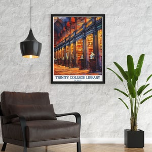 Trinity College Library Travel Poster Long Room and Book of Kells ...