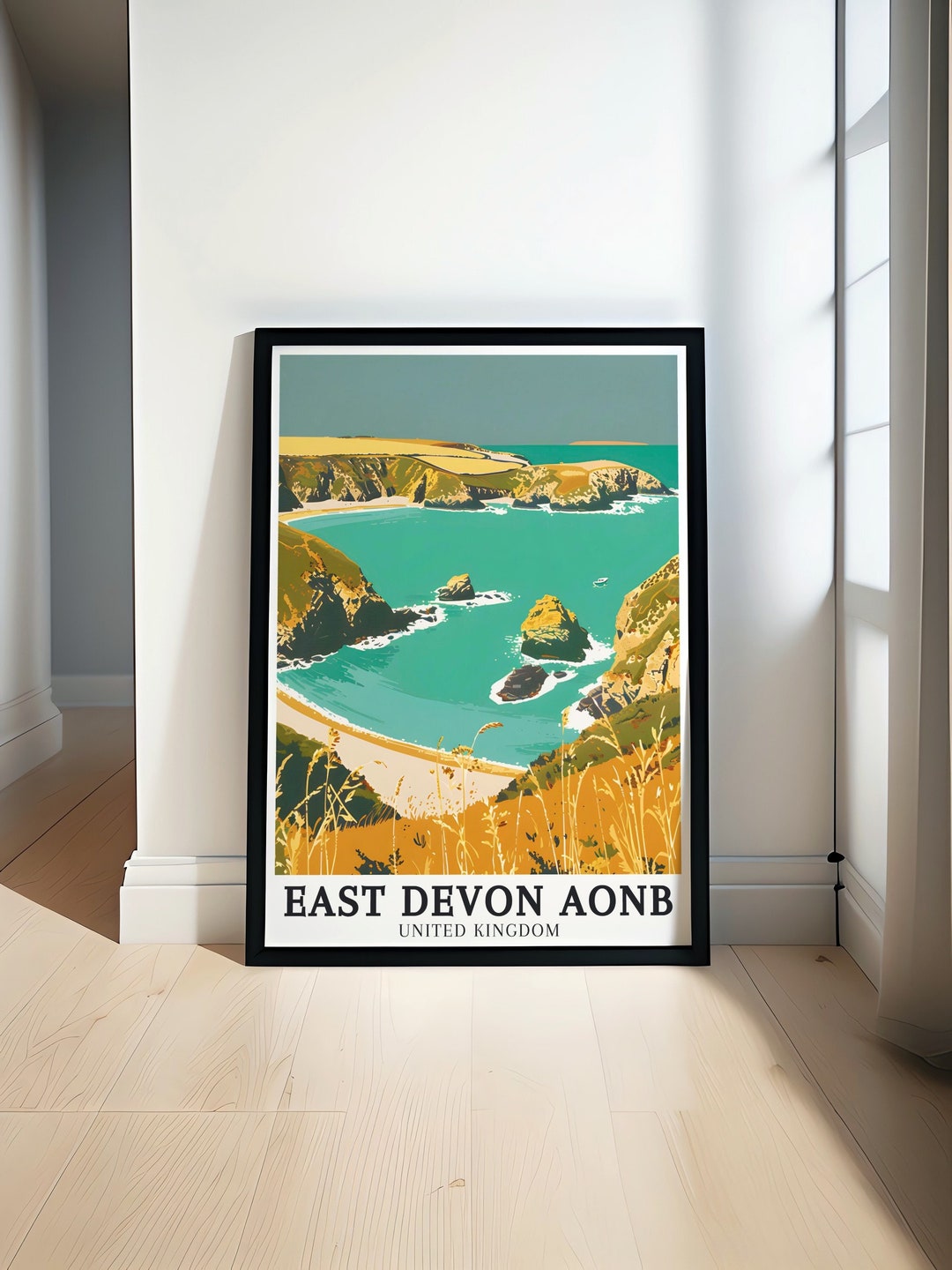 East Devon AONB Poster - Branscombe Mouth Print - English Channel ...