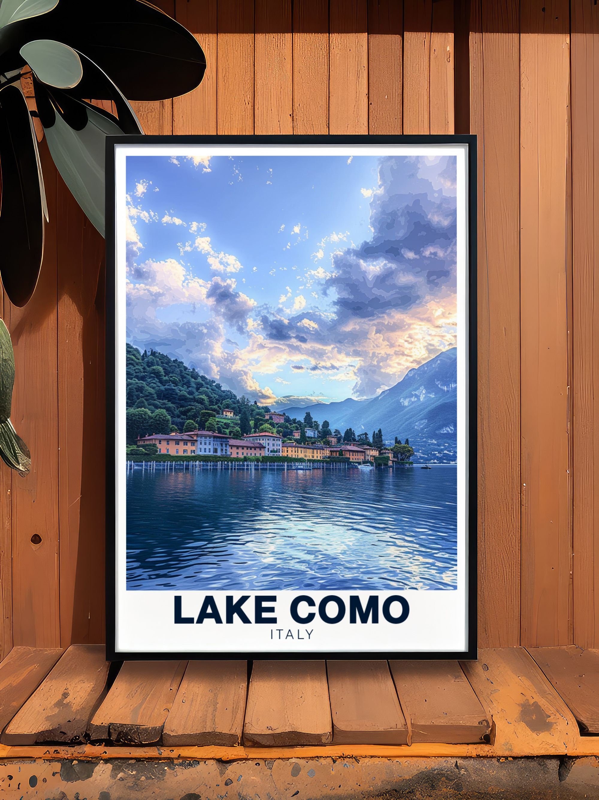 Lake Como Travel Print Lake Como Waterfront Art Lake Como Decor Lake ...